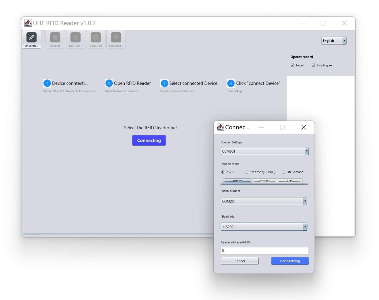 How to fix connection failed on UHF Reader - MTools Tec