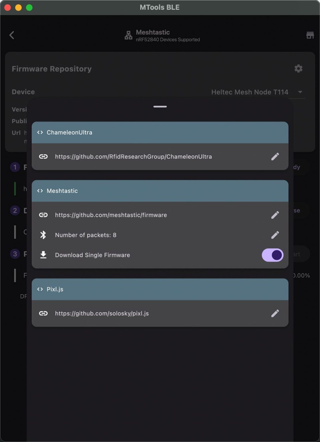 nRF52840 Meshtastic DFU with MTools BLE - MTools Tec